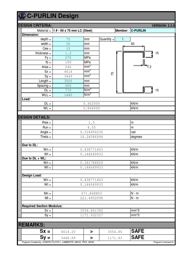 C-Purlin Design | PDF