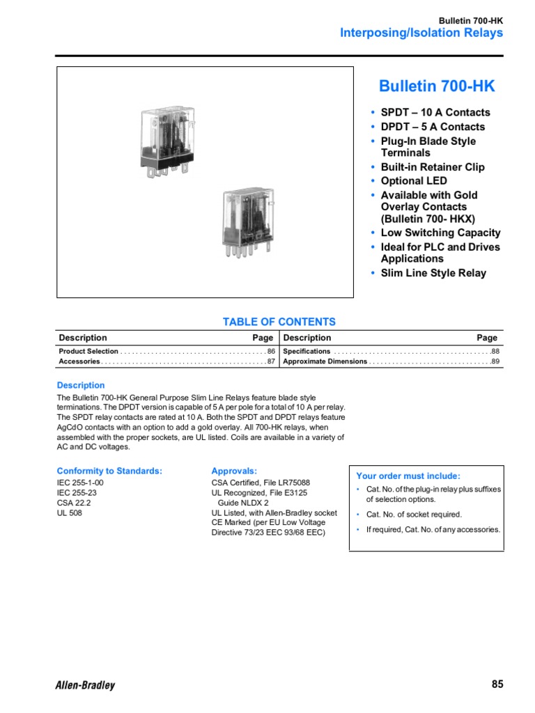 Allen Bradley 700 hk32z24 | PDF | Relay | Switch