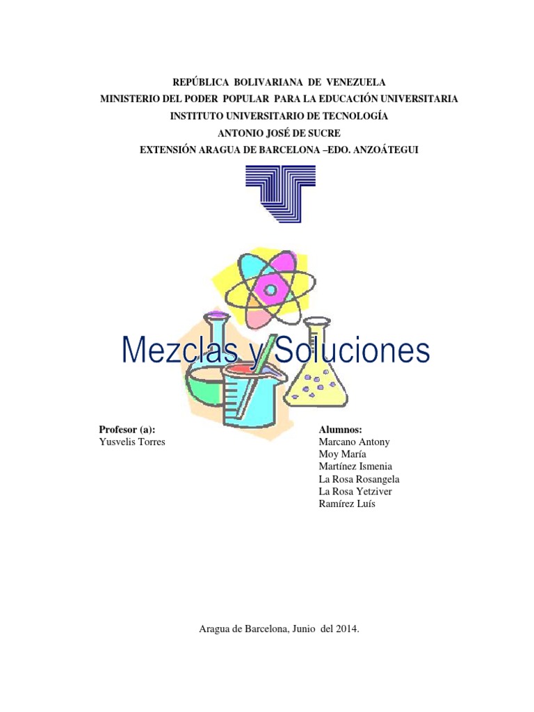 Mezclas y Soluciones | PDF | Mezcla | Solvente