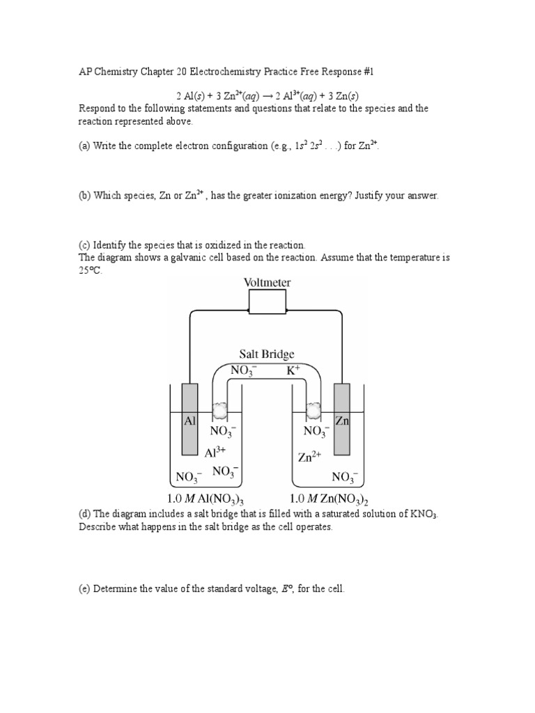 AP Chemistry Electrochemistry FRQ Practice | PDF | Science & Mathematics