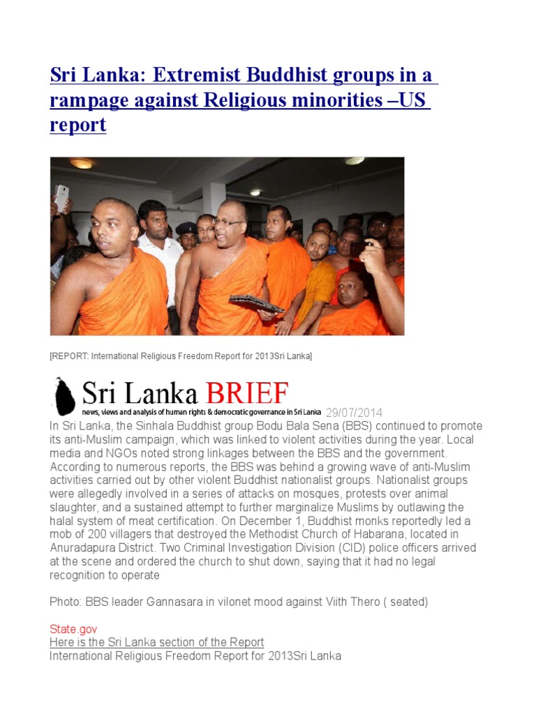 Sri Lanka Extremist Buddhist Groups in A Rampage Against Religious ...