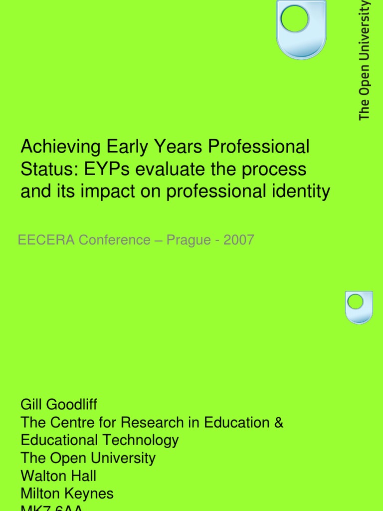 Achieving Early Years Professional Status: Eyps Evaluate The Process ...