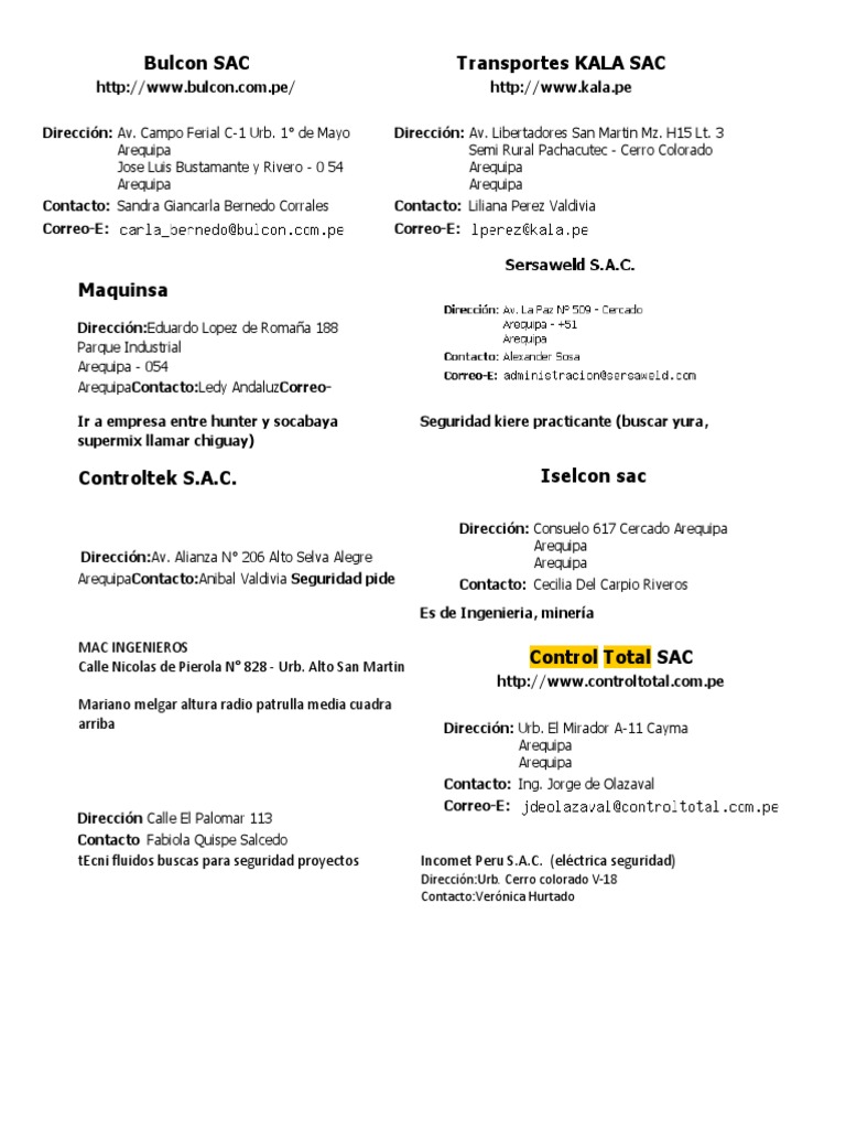 Bulcon SAC | PDF | Perú | Personas