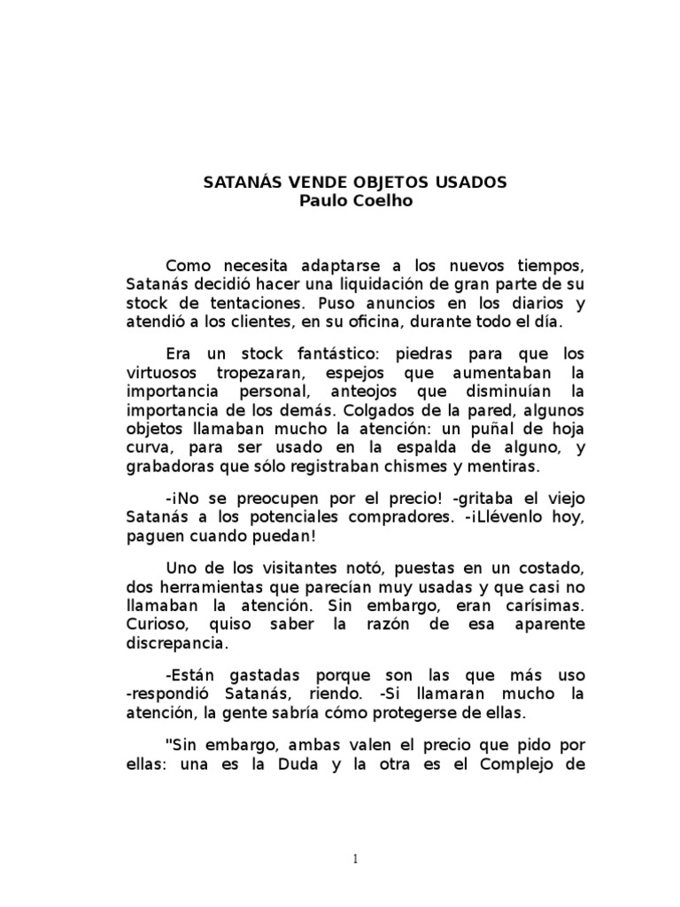 Liquidación de objetos usados de Satanás | PDF | Hogar, jardinería y ...