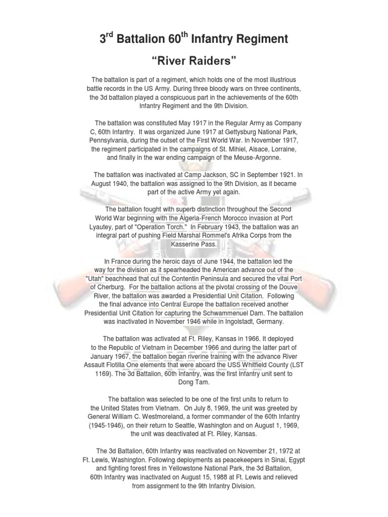 3rd Battalion 60th Infantry Regiment | PDF | Military Of The United ...