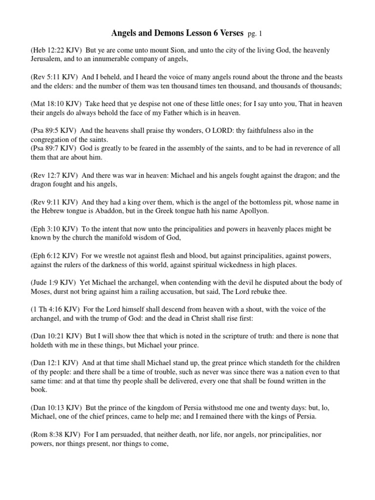 Angels & Demons Verses Lesson 6 | PDF | Gabriel | Michael (Archangel)