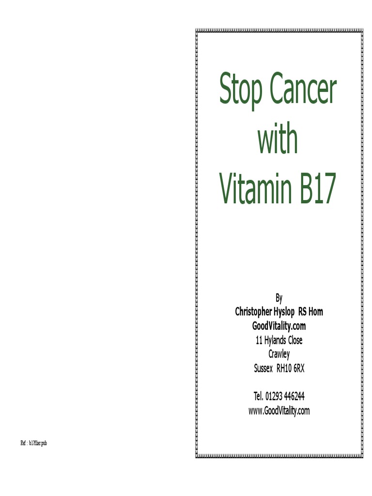 Stop Cancer With Vitamin B17: Christopher Hyslop RS Hom | PDF | Seed ...