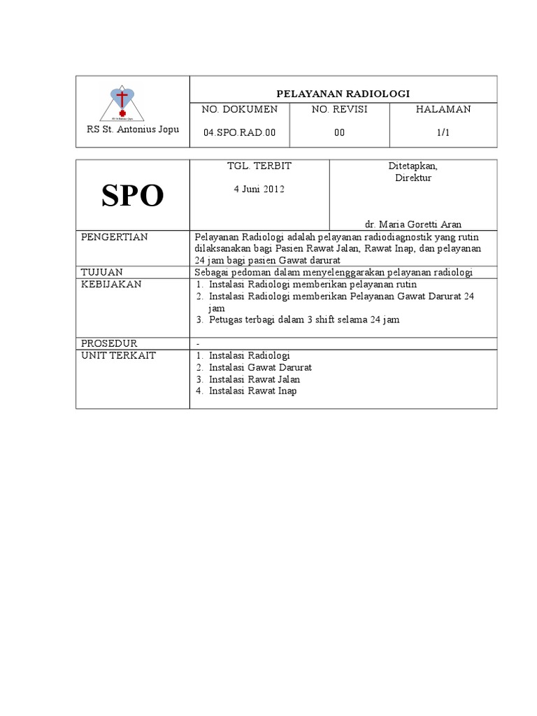 Prosedur Radiologi & Farmasi RS St. Antonius | PDF | Pengembangan Diri