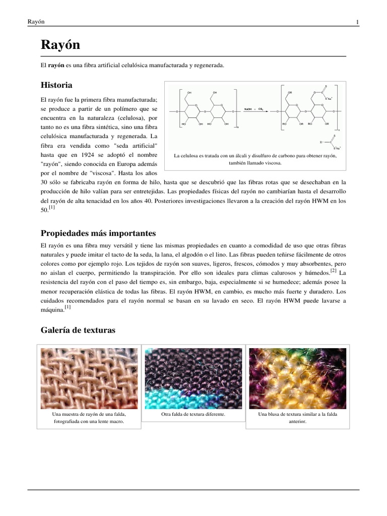 RAYON ó VISCOSA.pdf | Industria textil | Celulosa