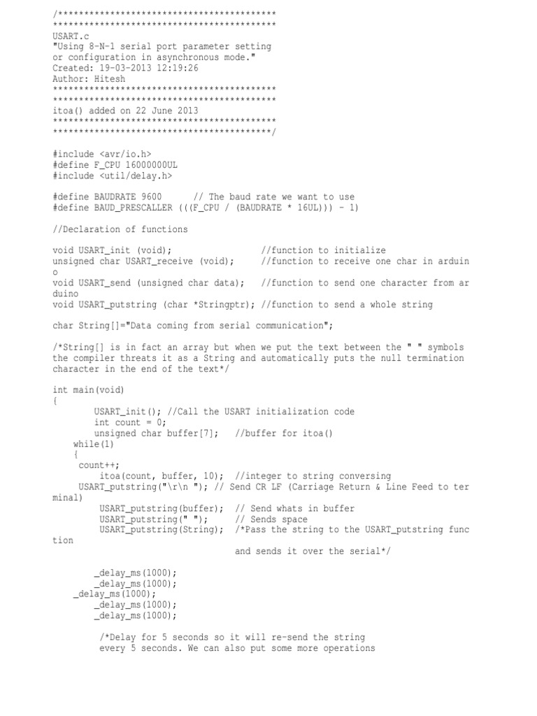 Usart Atmega328 | PDF | String (Computer Science) | Computer Architecture