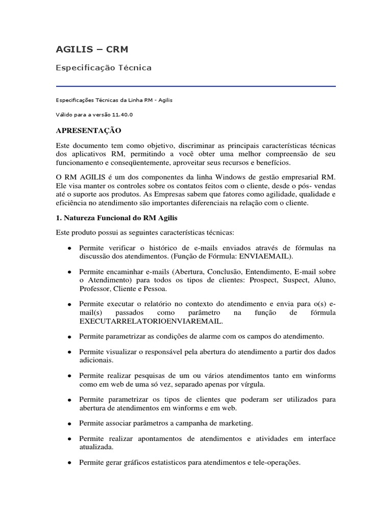 RM Agilis CRM | PDF | Gestão de relacionamento com o cliente | Planilha