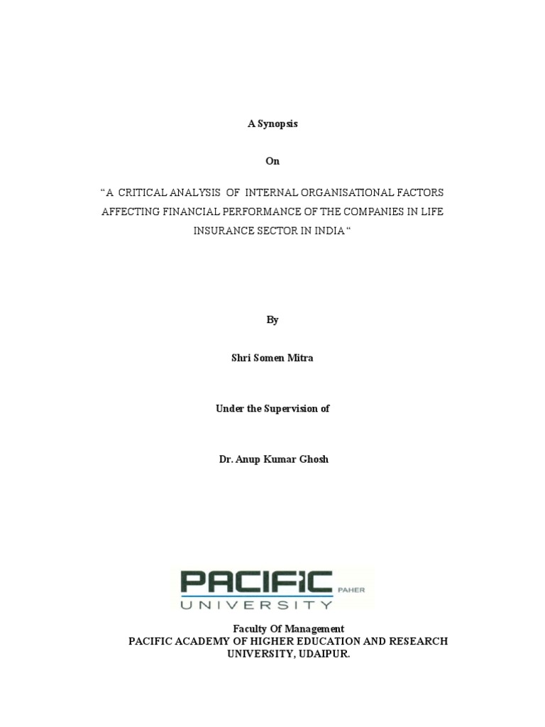 Synopsis PHD Pacific University | PDF | Insurance | Economic Growth