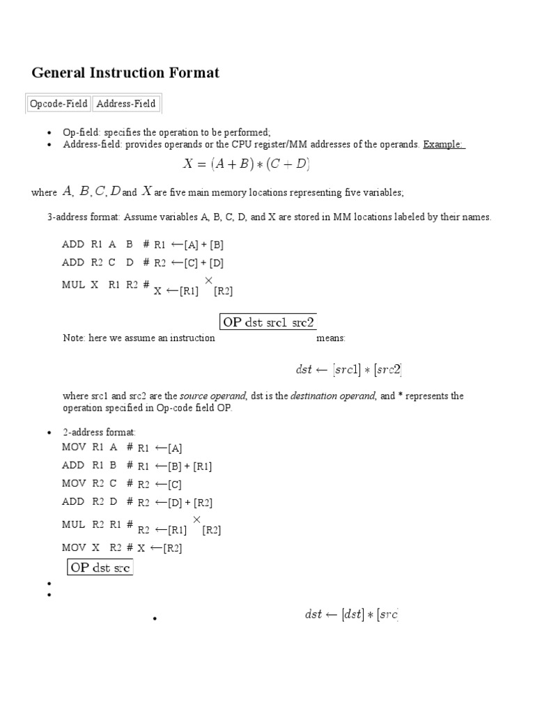 General Instruction Format | PDF | Computer Architecture | Computer ...