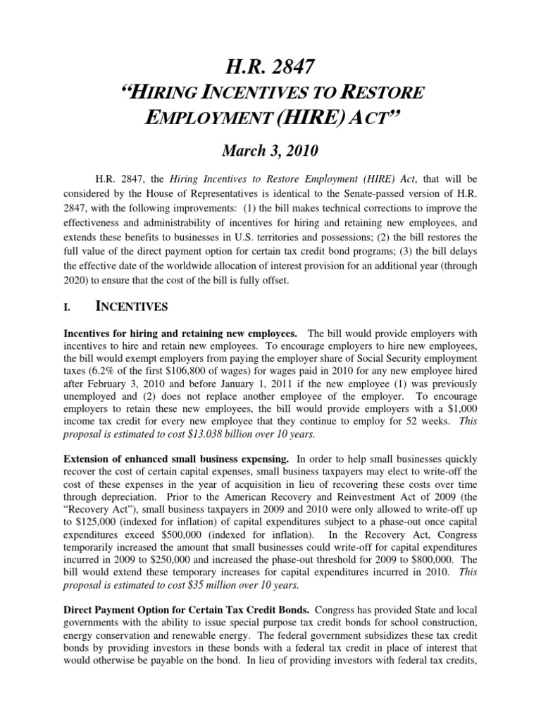 HR 2847 FATCA (Hr2847 - ''Hire Act'') | PDF | Municipal Bond | Bonds ...
