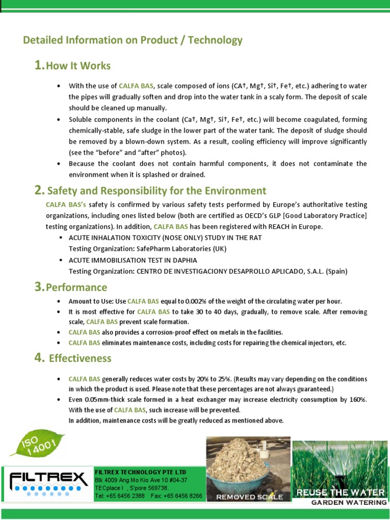 CALFA BAS: Scale Removal and Efficiency | PDF | Water | Chemical Substances