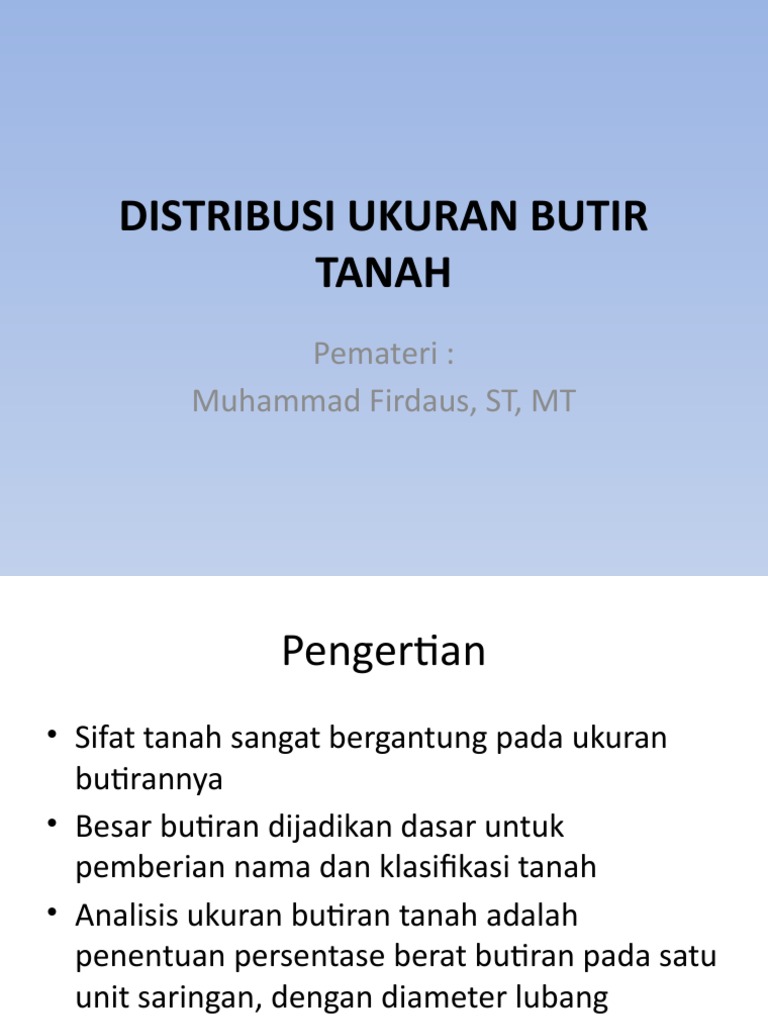 Analisis Ukuran Butir Tanah dan Metode | PDF
