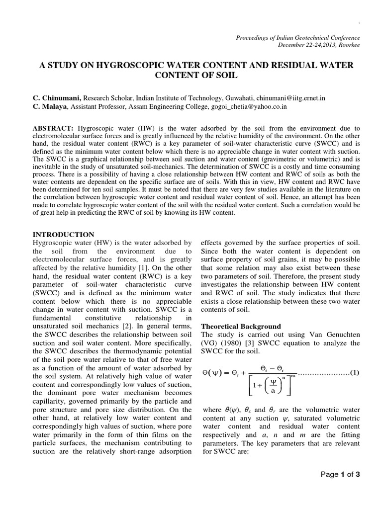 1a Study On Hygroscopic Water Content and Residual Water Content of ...