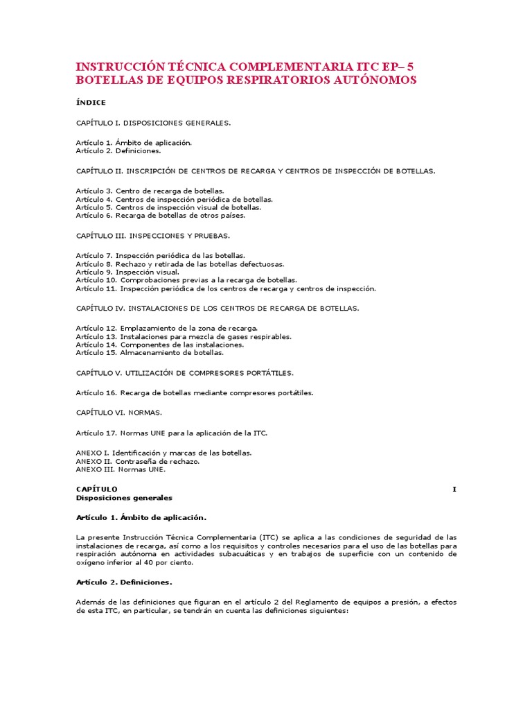 Instruccion Tecnica Complementaria Itc Ep-5 | PDF | Seguro | Regulación