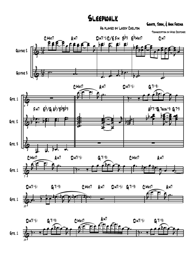 Sleepwalk Guitar Chords