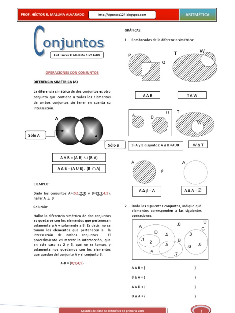 Conjuntos Diferencia Simétrica | PDF | Conjunto (Matemáticas) | Álgebra