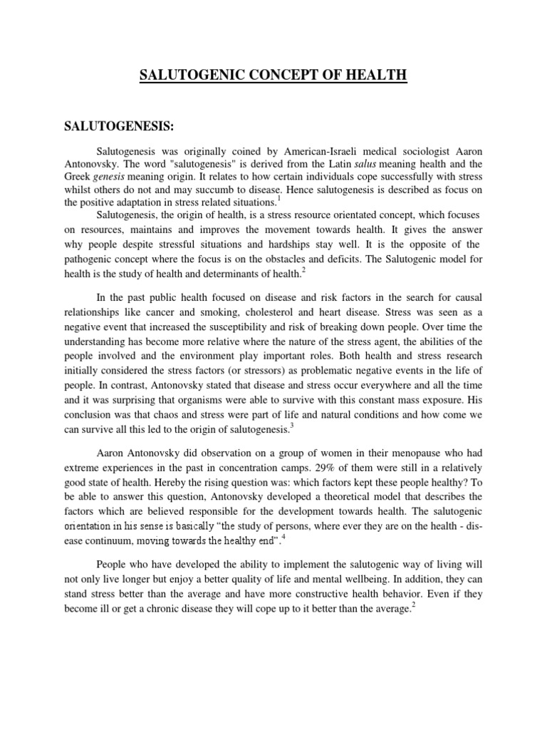 Salutogenic Concept of Health | PDF | Stress (Biology) | Preventive ...