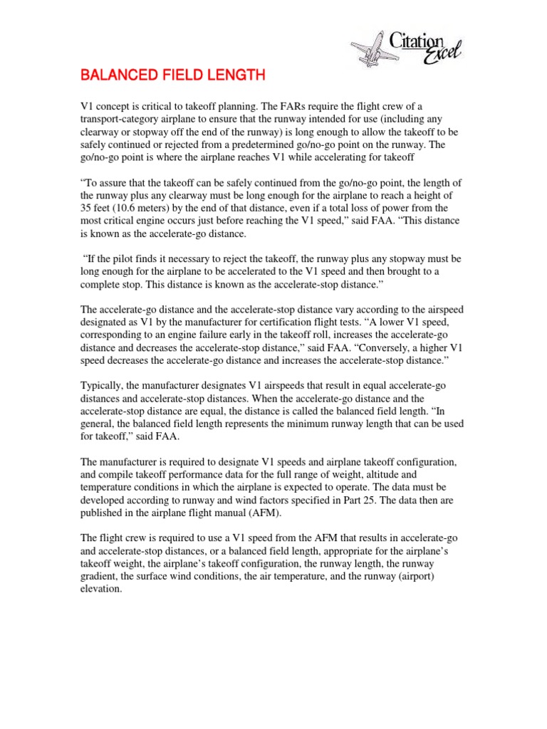 Balanced Field Length | PDF | Takeoff | Runway