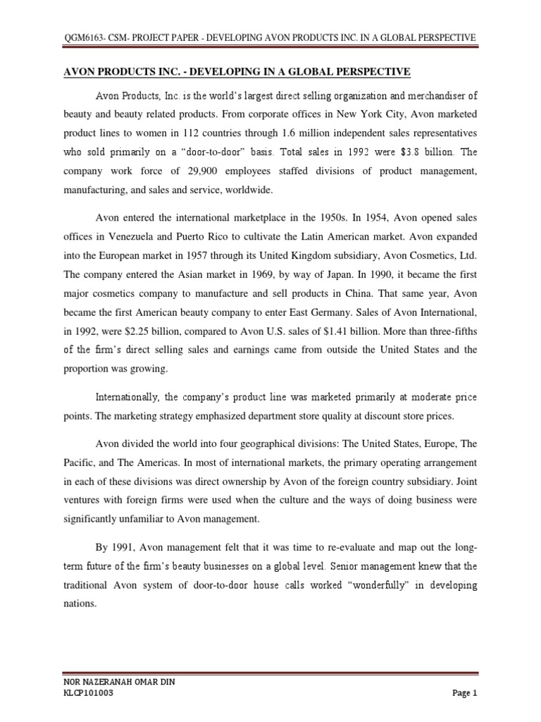 Competitive Strategy Management - Avon | PDF | Swot Analysis | Brand