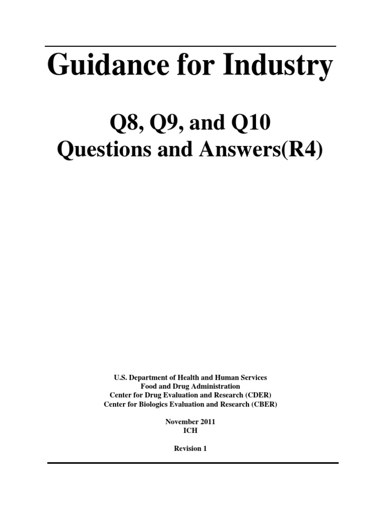 FDA Guidance on Q8, Q9, Q10 Questions and Answers | PDF | Verification ...