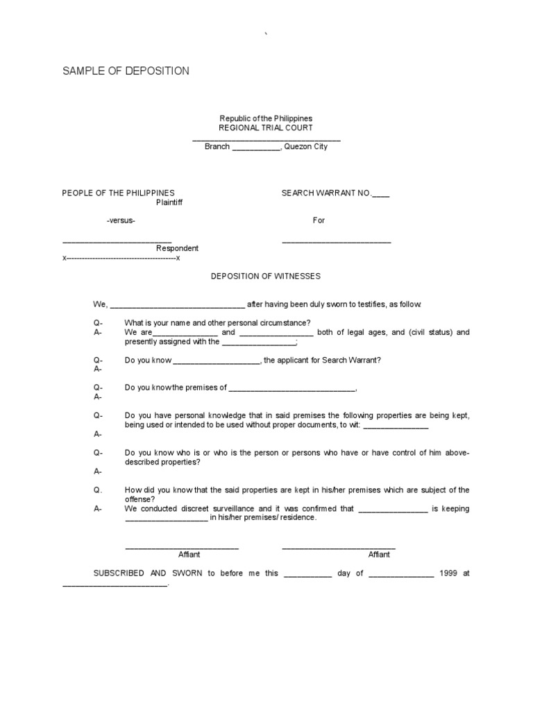 Legal Deposition Example
