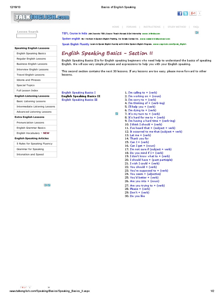 Basics of English Speaking | PDF | English Language | Onomastics