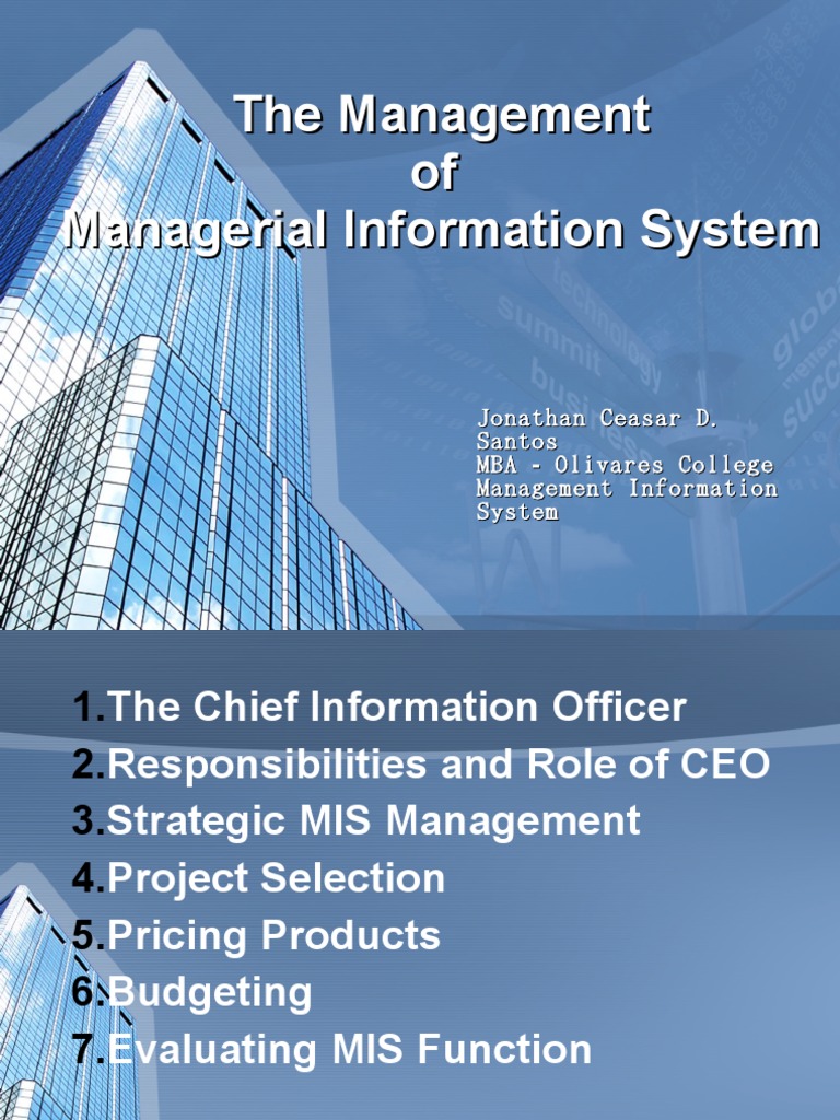 The Management of MIS | PDF | Chief Information Officer | Business