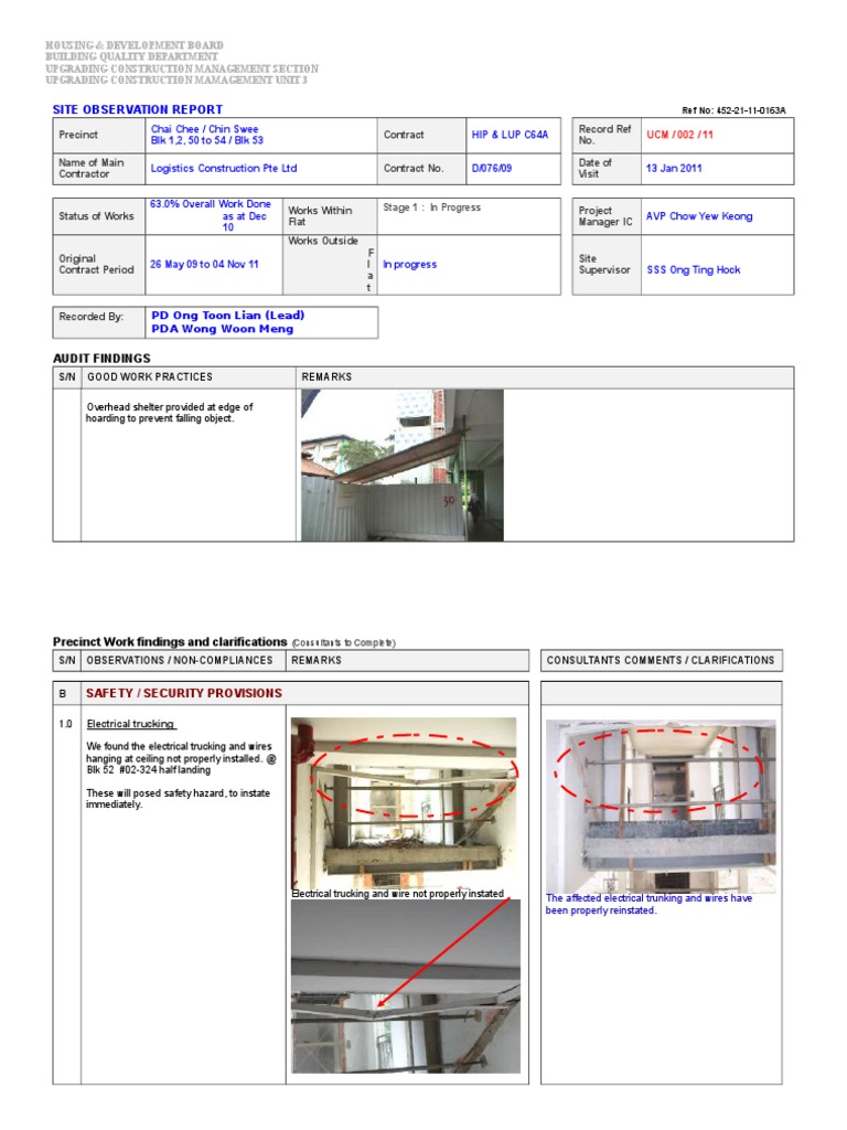 HUP & LUP CCS C64A HDB Housekeeping & Safety Audit Report 13.01.2011 ...