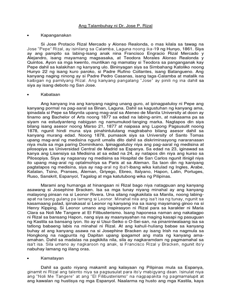 Talambuhay Halimbawa Lesson 2 | PDF