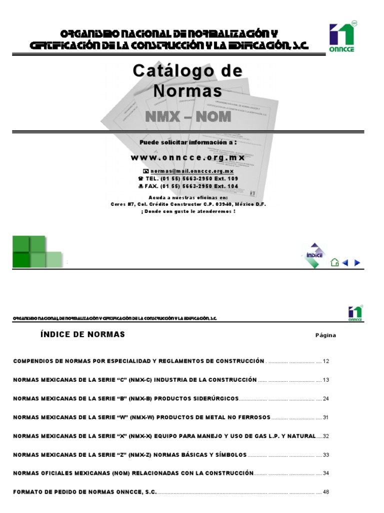 Catalogo de Normas NMX | PDF | Hormigón | Calidad (comercial)