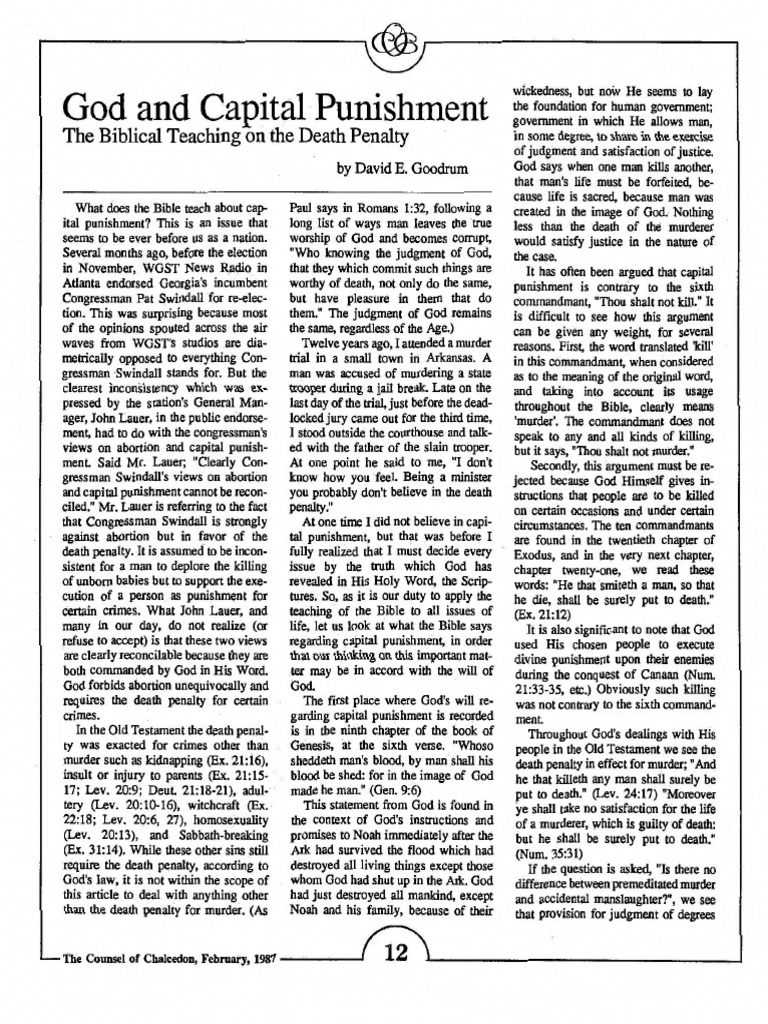 1987 Issue 2 - God and Capital Punishment - Counsel of Chalcedon | PDF ...
