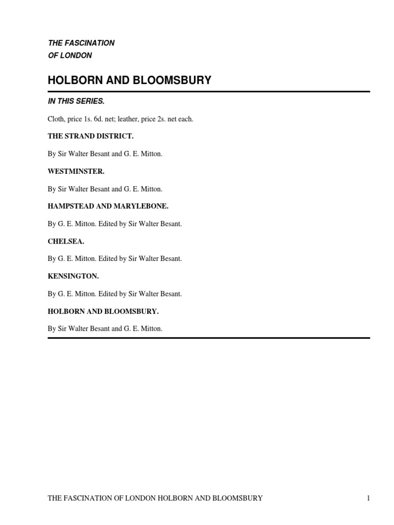 Holborn and BloomsburyThe Fascination of London by Besant, Sir Walter, 1836-1901 | PDF