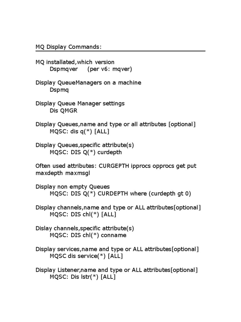 MQ Commands | Download Free PDF | Information Technology | Information ...