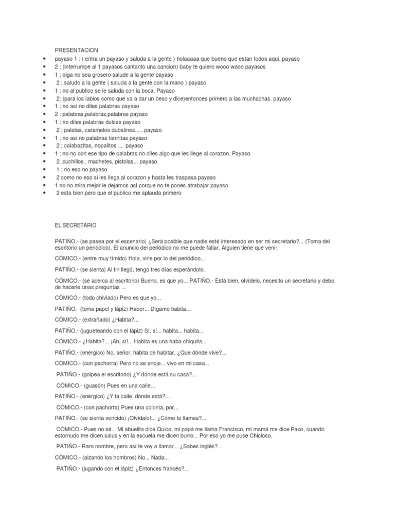 Textos Cortos de Payasos y Comedia | PDF