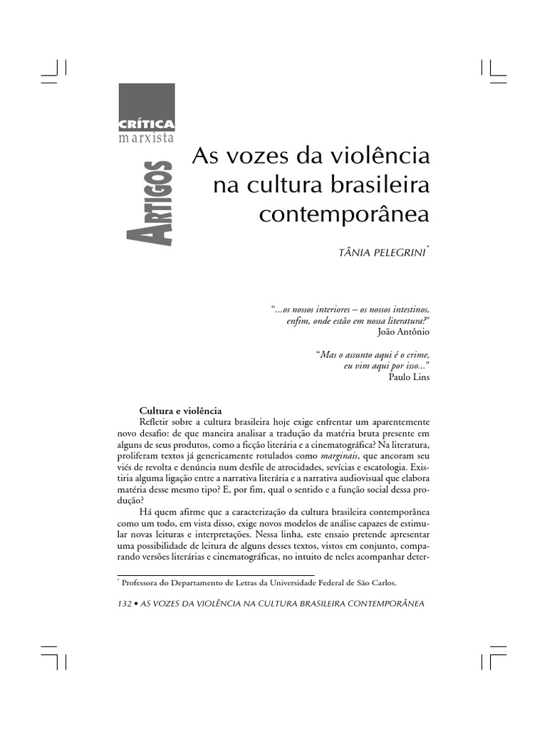 As Vozes Da Violência Tania Pellegrini | PDF | Realismo (artes) | Brasil As Vozes Da Violência Tania Pellegrini | PDF | Realismo (artes) | Brasil