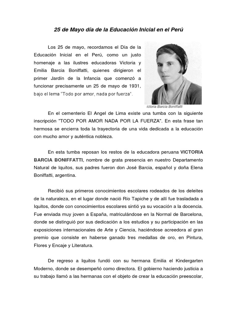 25 de Mayo Día de La Educación Inicial en El Perú | PDF | Jardín de ...