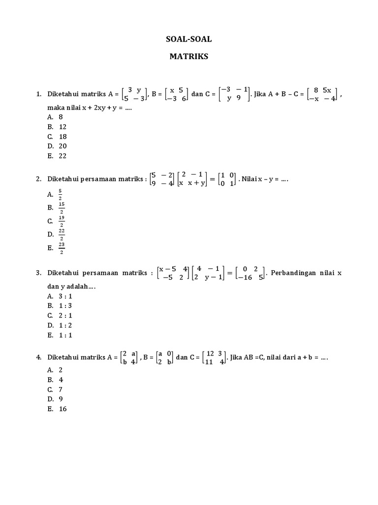 Soal-Soal Matriks | PDF