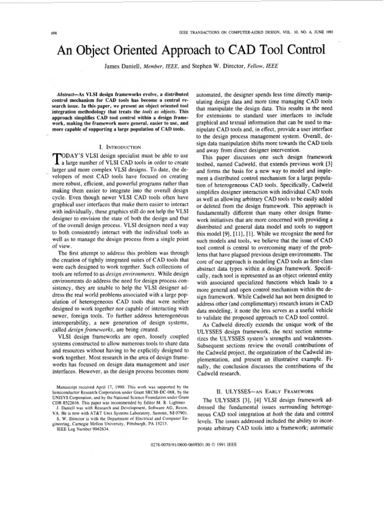 An Object Oriented Approach To CAD Tool Control: Member, IEEE, and Stephen | PDF | Computer ...