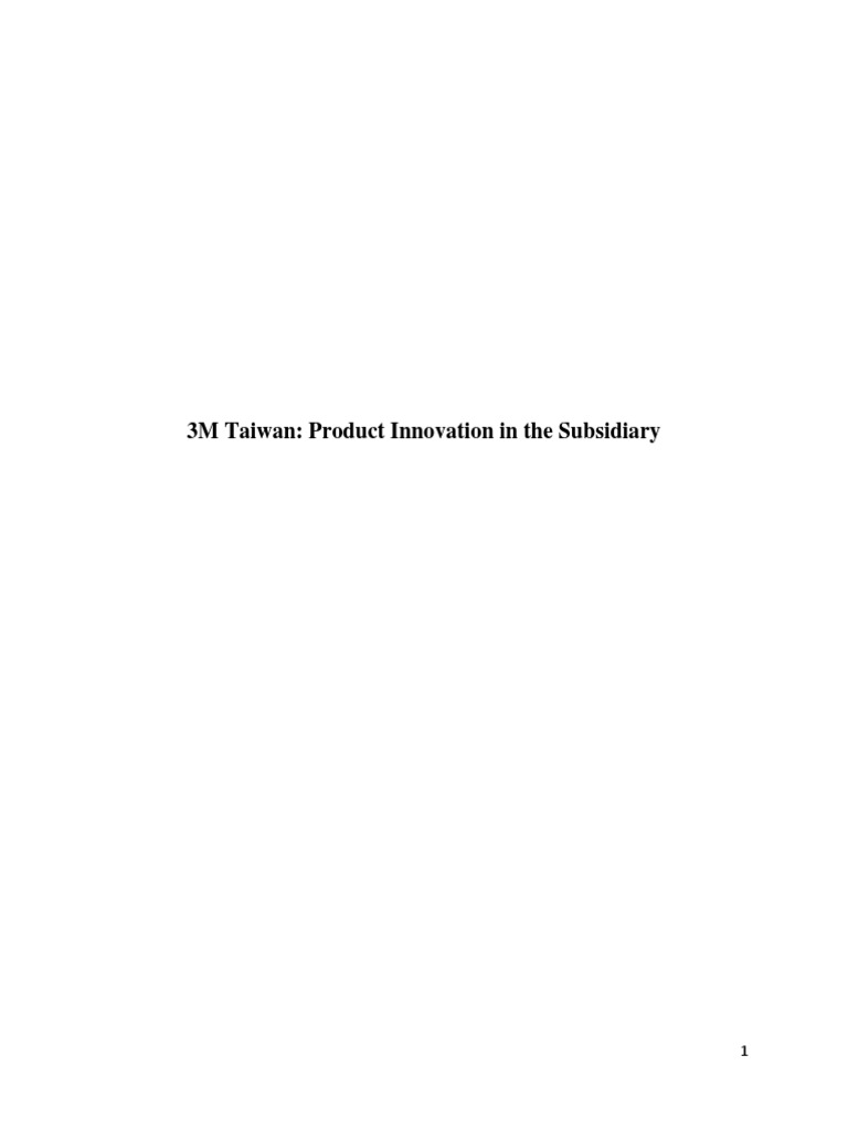 Overcoming Barriers to Innovation: Analyzing 3M Taiwan's Product ...