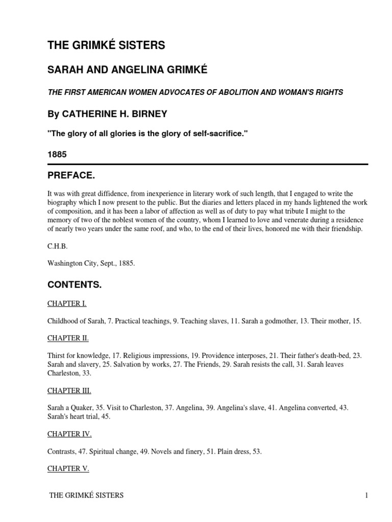 The Grimké Sisters: Sarah and Angelina Grimké | PDF | Abolitionism In ...
