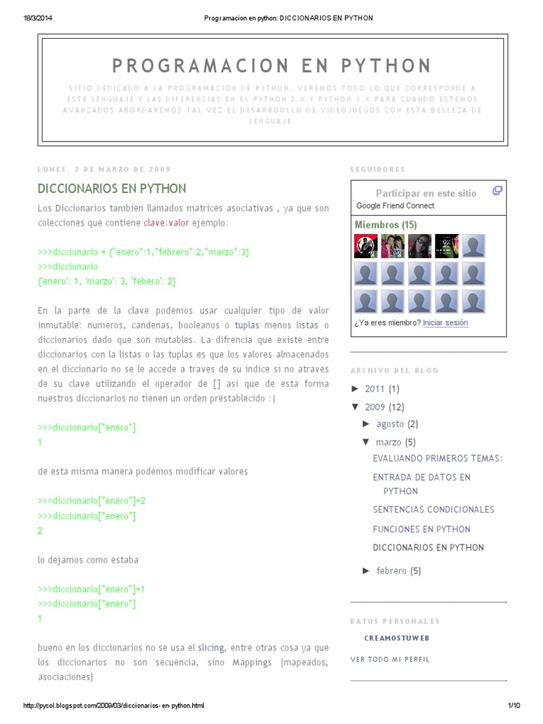Programacion en Python_ Diccionarios en Python | Python (lenguaje de ...