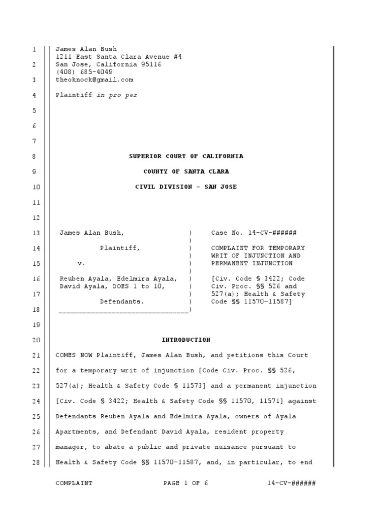 Complaint | Nuisance | Injunction | Free 30-day Trial | Scribd