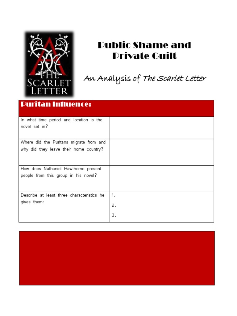 The Scarlet Letter: Shame and Guilt Analysis | PDF