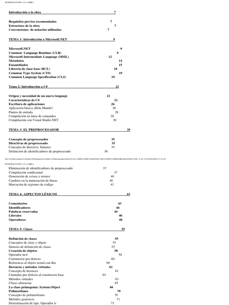 Manual Del Lenguaje de Programacion C# | PDF | .NET Framework | Compilador