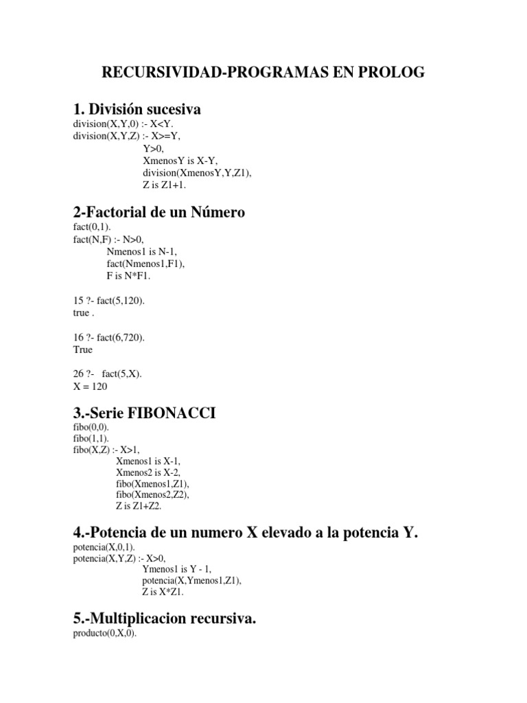 Ejercicios Recursividad Prolog | PDF | Métodos y materiales de enseñanza