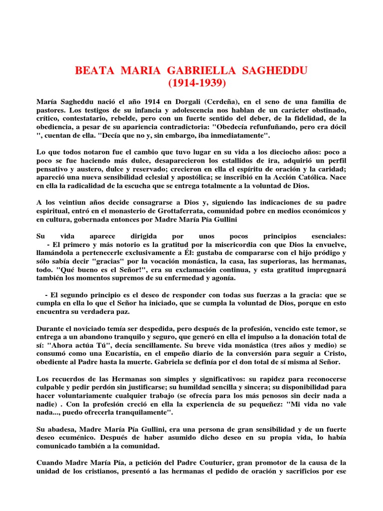 BEATA Maria Gabriella ES | PDF | Cristo (título) | Oración